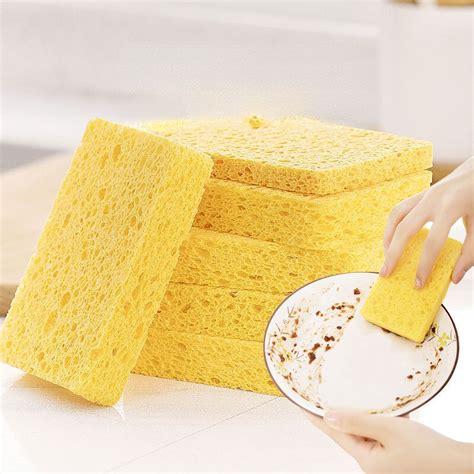 Dishwashing 스폰지 천연 목재 펄프 면화 수세식 패드 Dishwashing 걸레 비 스틱 오일 물 흡수 마술