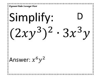 Exponent Rules Practice Scavenger Hunt By Katie Mitchell TpT