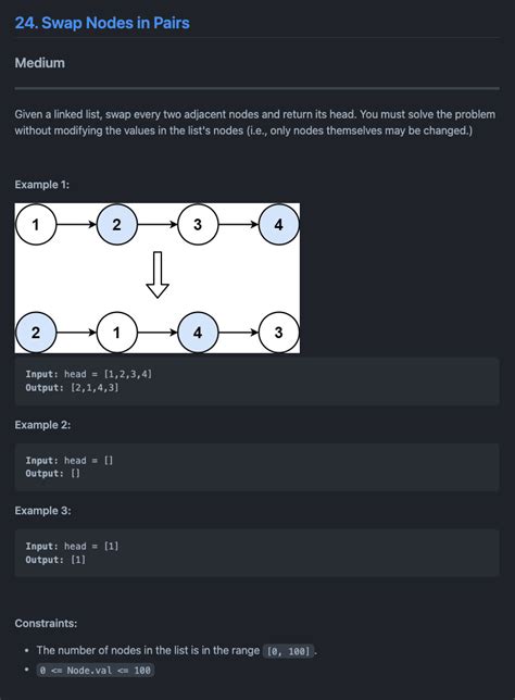 Algorithm Leetcode 24 Swap Nodes In Pairs 파이썬
