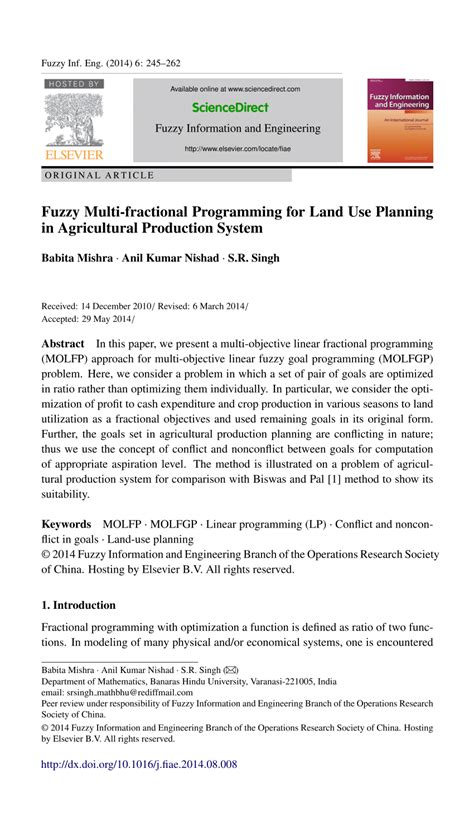 Pdf Fuzzy Multi Fractional Programming For Land Use Planning In