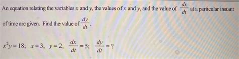 Solved An Equation Relating The Variables X And Y The Chegg