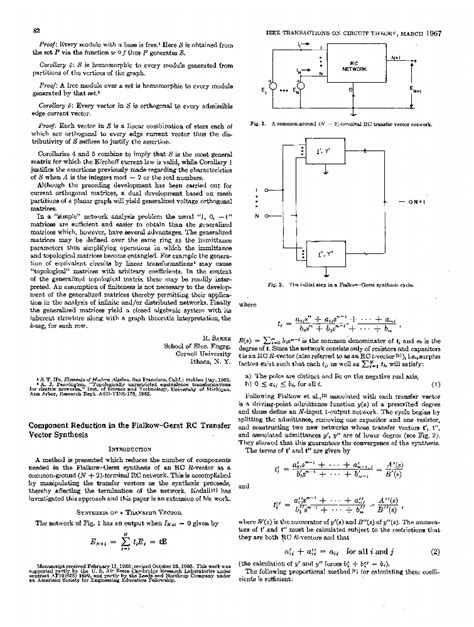 Component Reduction In The Fialkow Gerst Rc Transfer Vector Synthesis Ieee Journals And Magazine