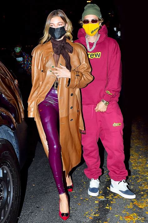 Hailey Bieber Wore Latex Leggings With Heels In Nyc Who What Wear
