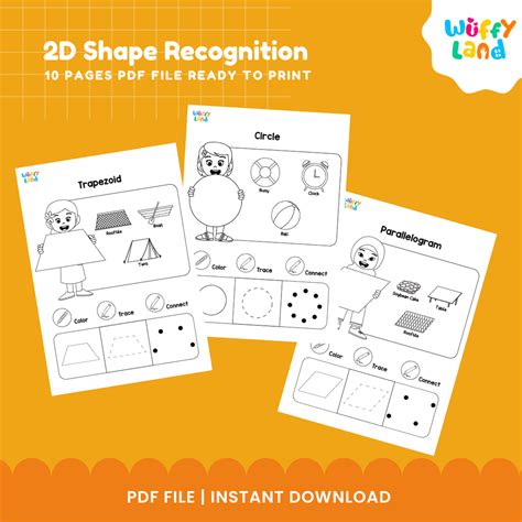 2d Shape Recognition Worksheets Learn And Color Shapes Wuffyplayandlearn