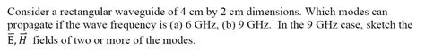 Solved Consider A Rectangular Waveguide Of 4 Cm By 2 Cm