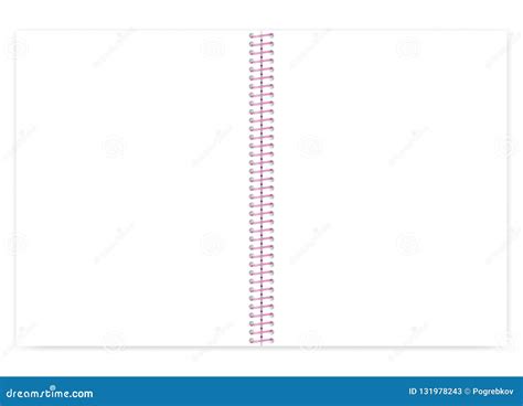 Open White Blank Wire Bound Notebook With Pink Spiral Mock Up Stock