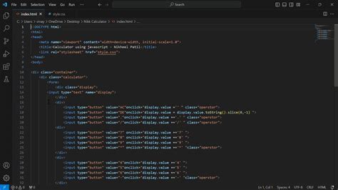 Webdevelopment Calculator Internship Learningjourney Programming Nikhil Bhawar