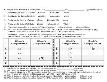 Volume Slides Changing Radius Height Effect On Volume Of Cylinders QUIZ