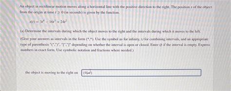 solved an object in rectilinear motion moves along a