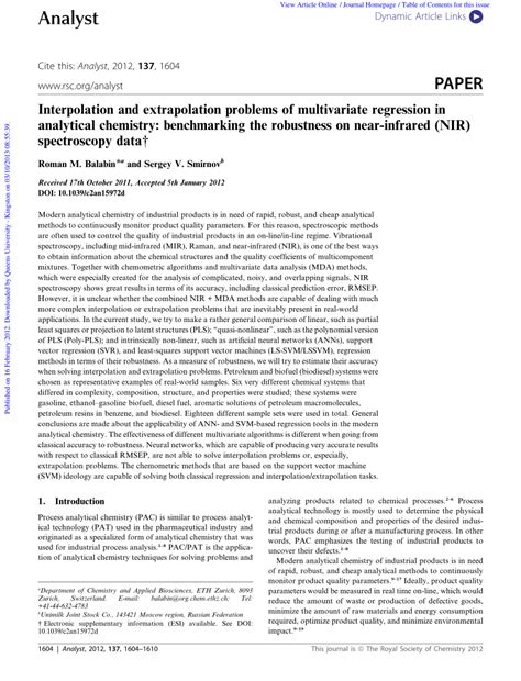 Pdf Interpolation And Extrapolation Problems Of Multivariate Regression In Analytical