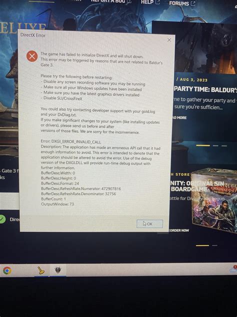 Directx Error Popup Rbaldursgate3