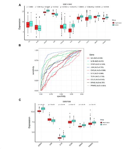 The Roc Curve Analysis And Expression Analysis Of Hub Genes In Train Download Scientific
