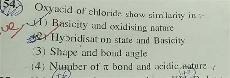 4 L Oxyacid Of Chloride Show Similarity In S Basicity And