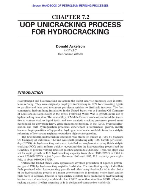 Uop Unicracking Process For Hydrocracking Donald Ackelson Pdf Cracking Chemistry Oil