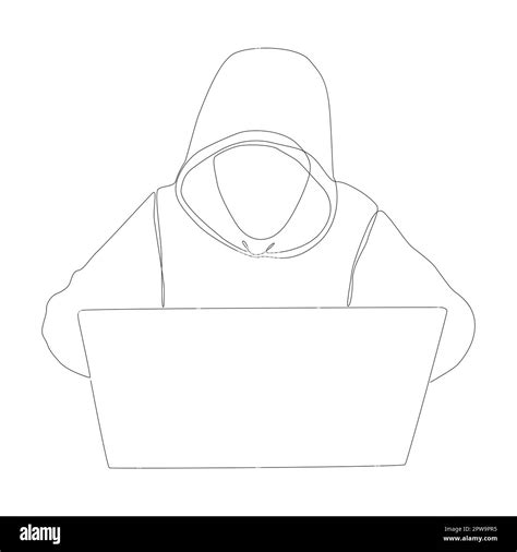 One Continuous Line Of A Computer Hacker Stock Vector Image And Art Alamy