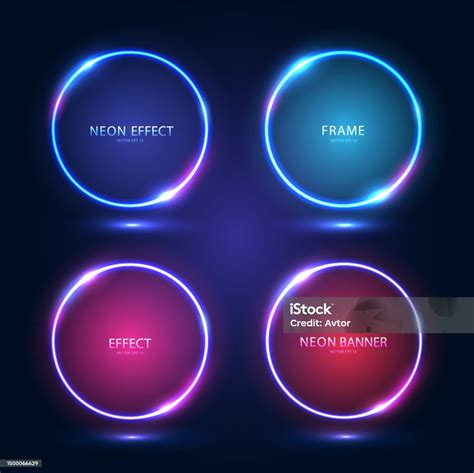 어두운 배경에 빛나는 효과 하이라이트 및 비문이 있는 네온 프레임 0명에 대한 스톡 벡터 아트 및 기타 이미지 0명 3차원 형태 Led 조명 Istock