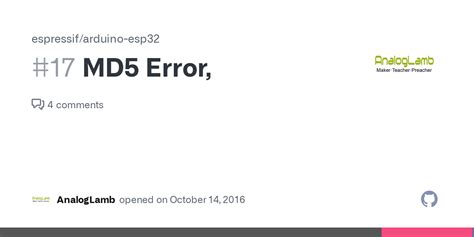 MD Error Issue Espressif Arduino Esp GitHub