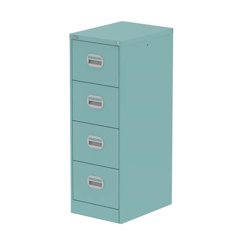 Qube 4 Drawer Filing Cabinet Pastel Turquoise Qs2190