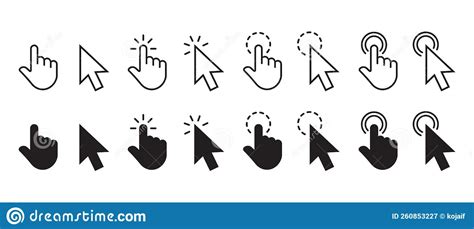 Computer Mouse Click Cursor Arrow Vector Icons Set Mouse And Pointer Click Cursor And