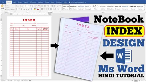 Step By Step Guide To Creating A Printable Notebook Index In Ms Word