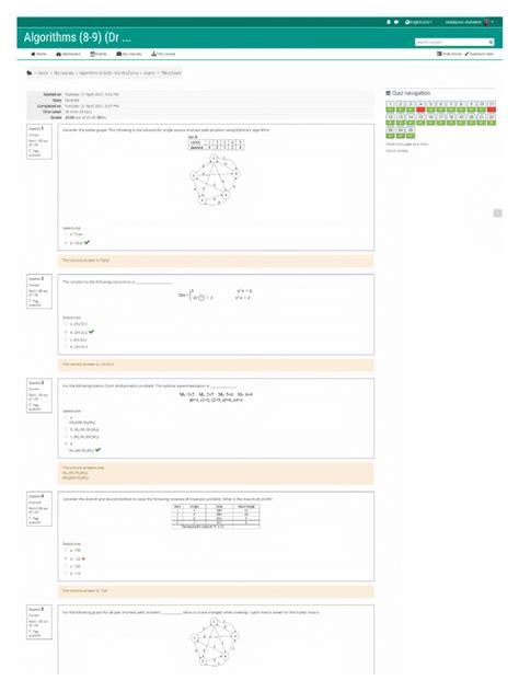 Third امتحان في تصميم وتحليل الخوارزميات Pdf