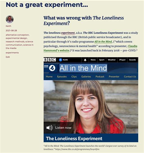 Keith Taber On Linkedin When Is An Experiment Not An Experiment The Bbc Loneliness Experiment…