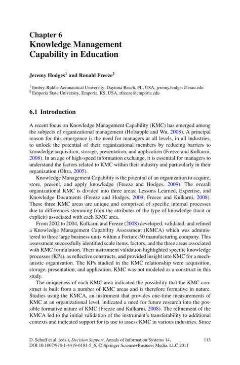 Pdf Knowledge Management Capability In Education