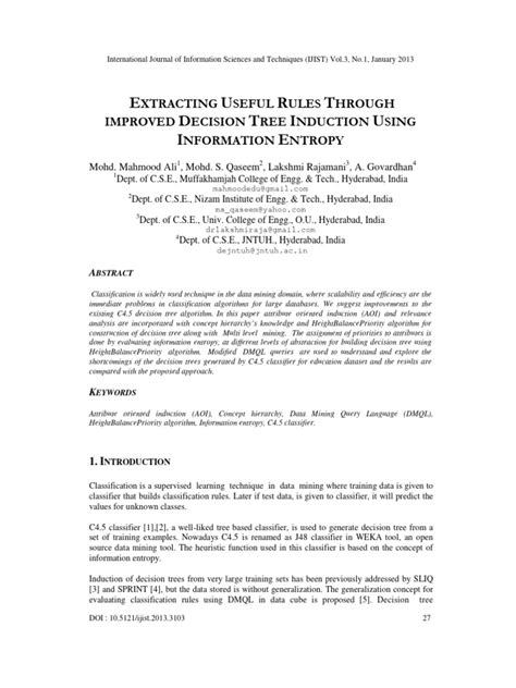Extracting Useful Rules Through Improved Decision Tree Induction Using