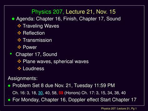 ppt physics 207 lecture 21 nov 15 powerpoint presentation free