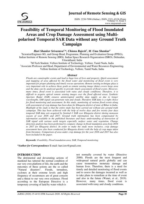Pdf Feasibility Of Temporal Monitoring Of Flood Inundated Areas And