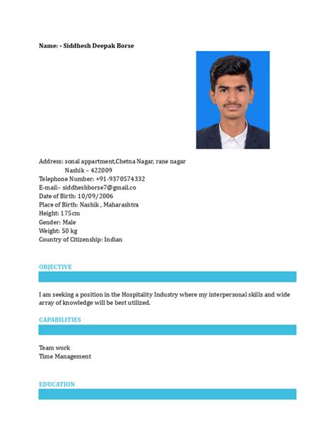 Siddhesh Borse Resume Pdf Career And Growth