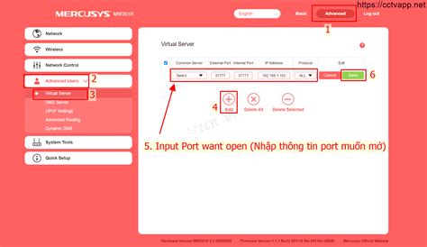Open Port NAT Port Router MERCUSYS MW R Application System