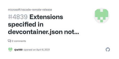 Extensions Specified In Devcontainer Json Not Being Installed Issue Microsoft Vscode