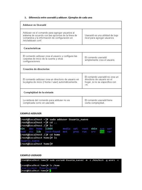 Diferencia Entre Useradd Y Adduser Pdf Usuario Informática Sistema De Archivos