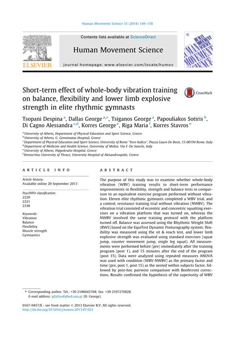 Pdf Short Term Effect Of Whole Body Vibration Training On Balance