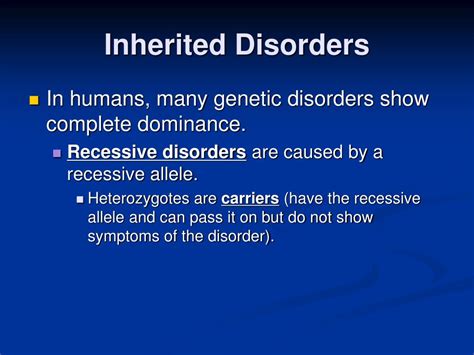 Ppt Disorders And Other Patterns Of Inheritance Powerpoint Presentation Id 6783365