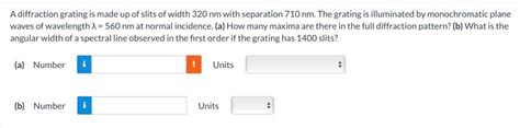 Solved A Diffraction Grating Is Made Up Of Slits Of Width Chegg
