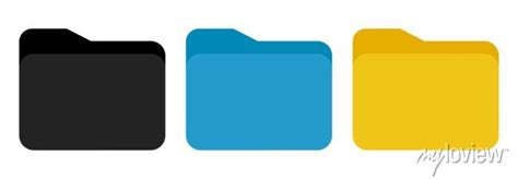 Folder Icon Set Isolated In Flat Design Wall Mural Murals Office Shape Isolated Myloview Com