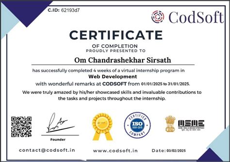 Codesoft Internship Webdevelopment Html Css Javascript Learning Om Sirsath