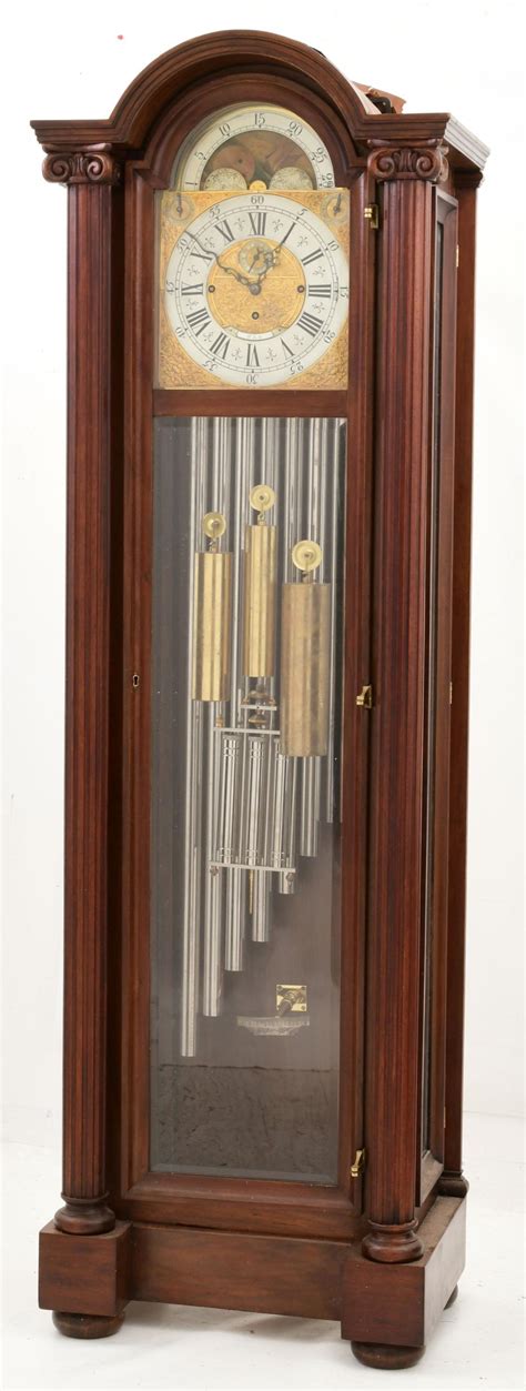 Lot Waltham Clock Co Mahogany Nine Tube Grandfather Clock