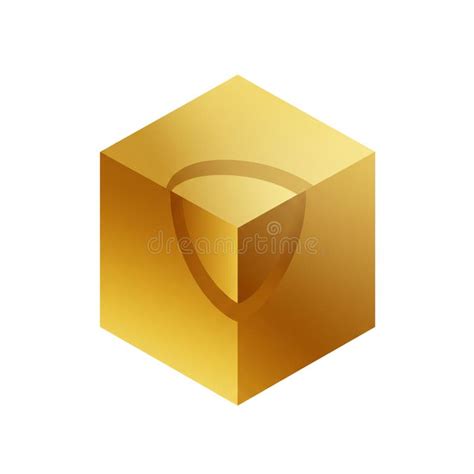 A Golden Cube With A Metallic Sheen Features A Triangular Cutout On One