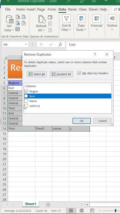 remove duplicate value in excel 🔥 excel shorts youtube