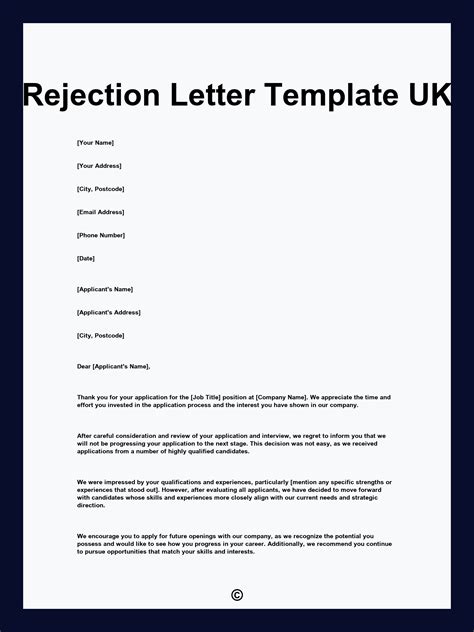 Rejection Letter Template Uk