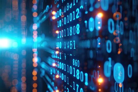 big data power displayed on computer monitor with binary code premium