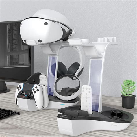 충전 도크 전문 게임 컨트롤러 충전기 스테이션 Led 표시등 스토리지 헬멧 이어폰 브래킷 Ps5 Ps Vr2 용