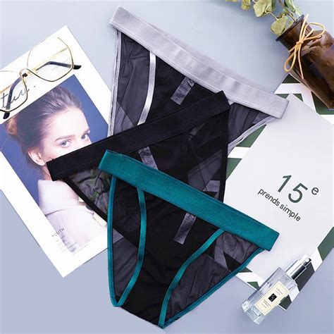 섹시한 여성 메쉬 브리프 부드러운 투명 속옷 통기성 팬티 여성 란제리 개 AliExpress