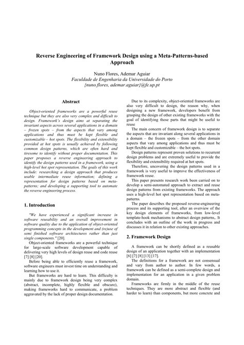 pdf reverse engineering of framework design using a meta patterns