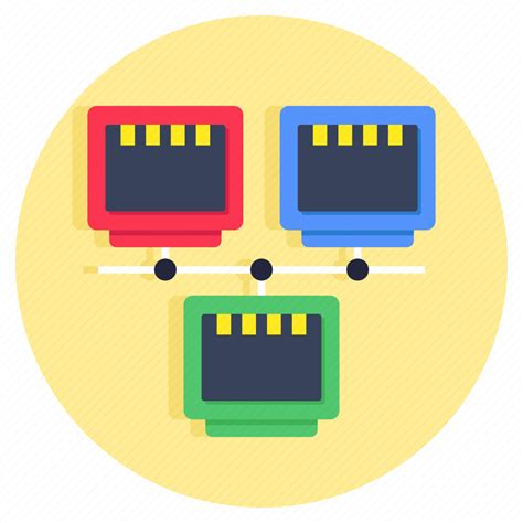 Ethernet Port Network Share Internet Connectionflat Icon