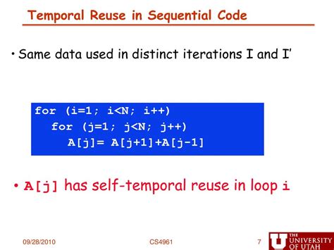 Cs4961 Parallel Programming Lecture 11 Data Locality Cont Ppt Download