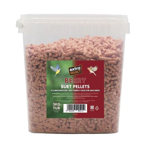 Extra Select Wild Bird Feed Suet Pellets 3l Tub Berry Cambers Country